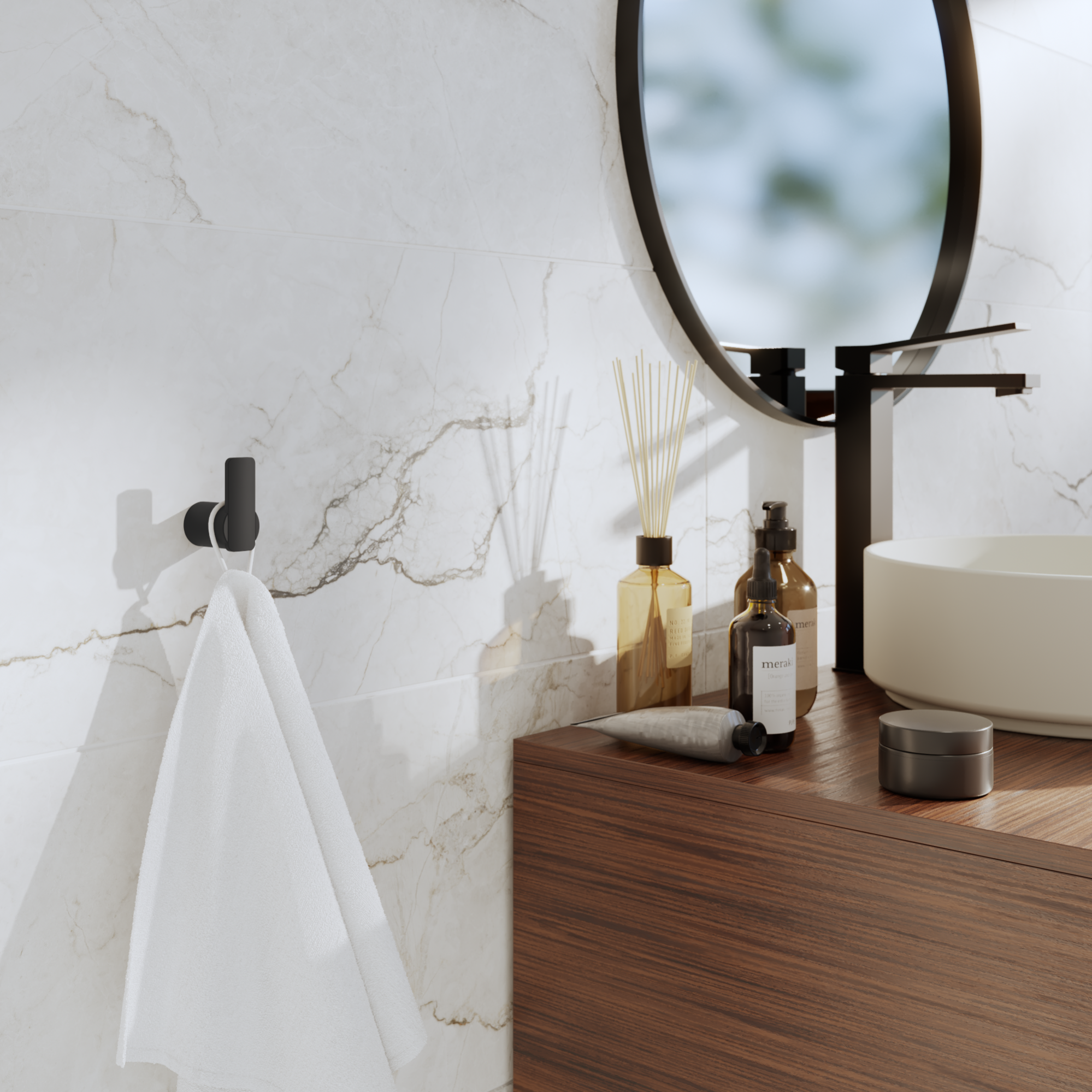 Gancio appendiabiti da avvitare SENSEA NEO in zama nero opaco L 2.7 x H ...