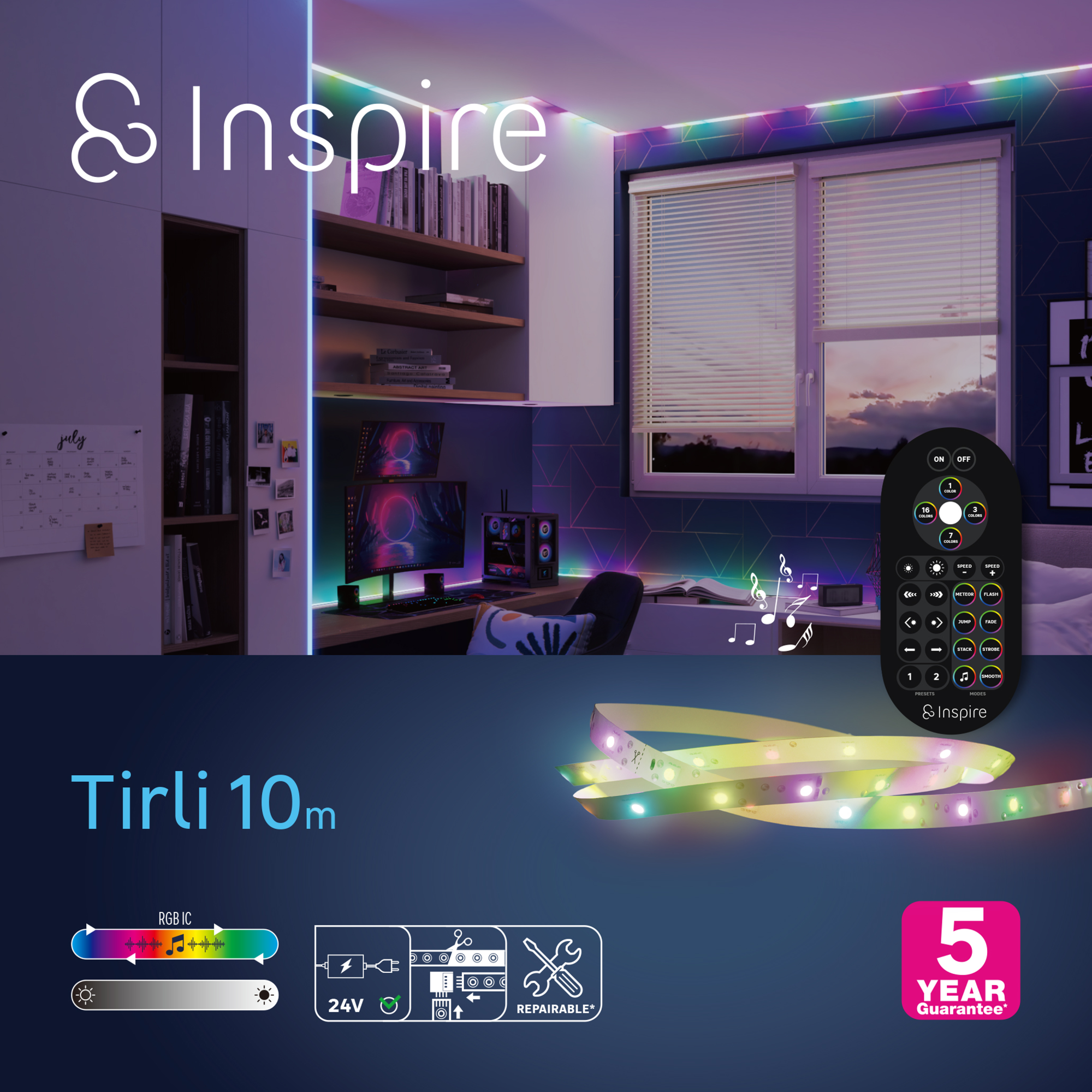 Kit striscia led Trili RGB Music 10m luce rgb multicolore INSPIRE ...