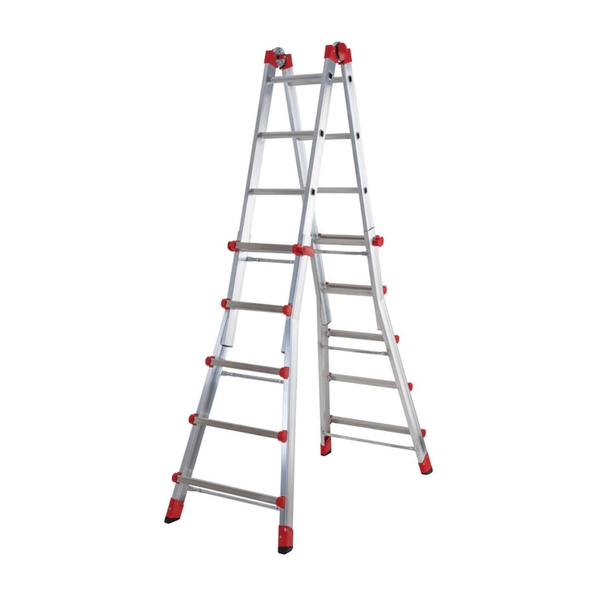 Scala telescopica in alluminio 5+5 gradini per lavori fino a 3.7 m ...