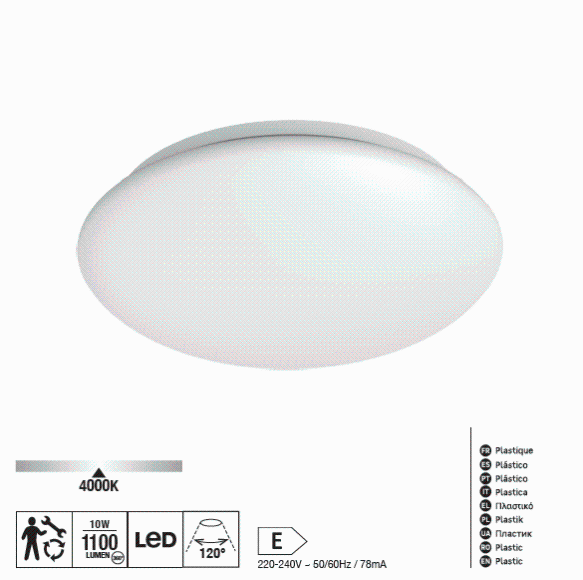 Plafoniera Ida LED bianco, 10W 1100LM IP44 | Leroy Merlin