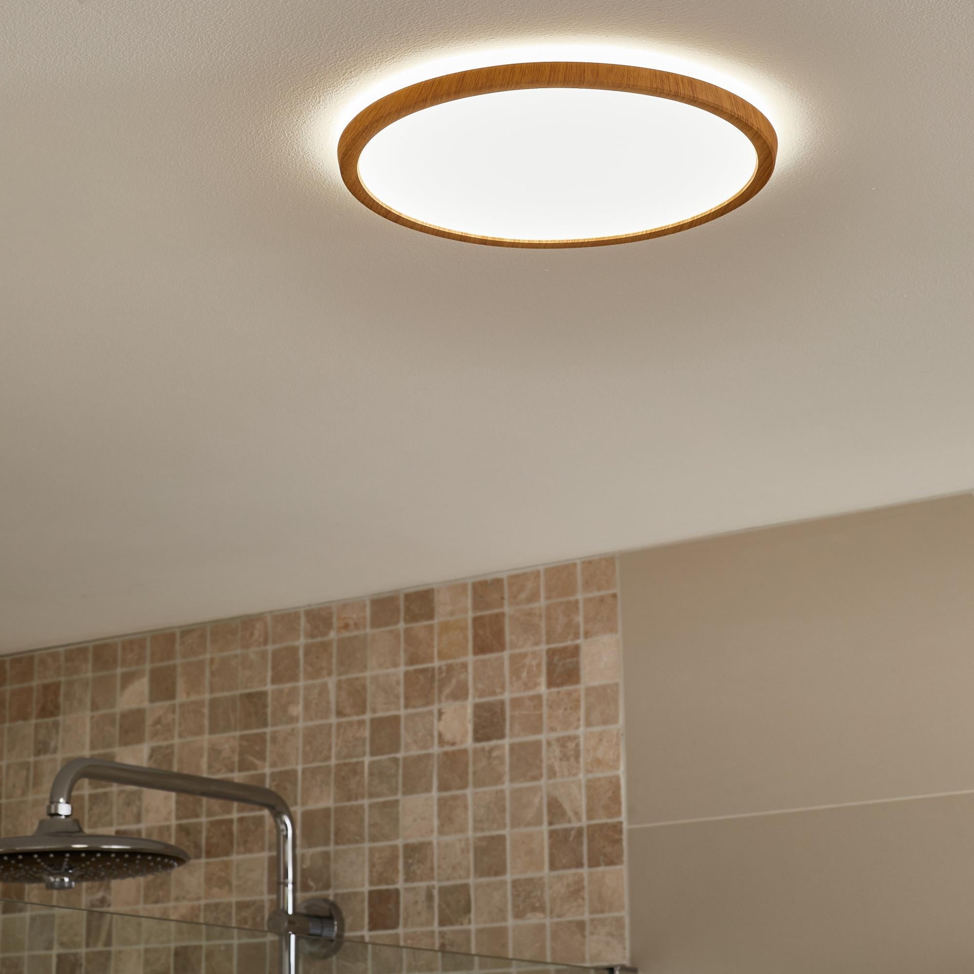 Plafoniera moderno LED Lano, legno chiaro Ø 29.5 cm, luce naturale ...