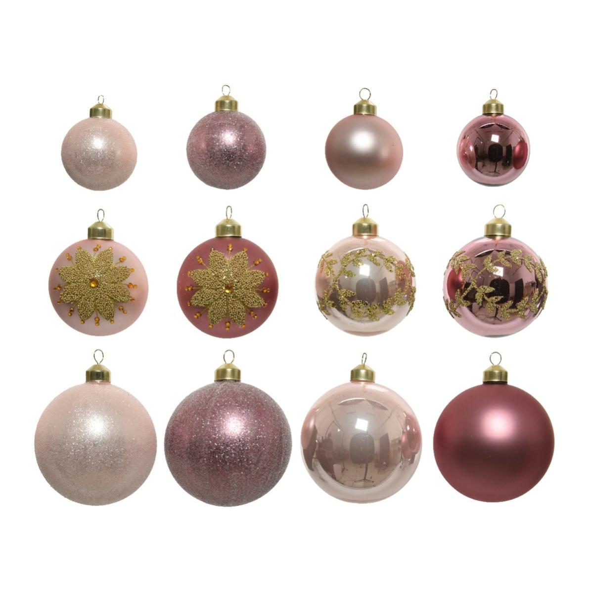 Sfera natalizia in vetro rosa confezione da 12 pezzi | Leroy Merlin