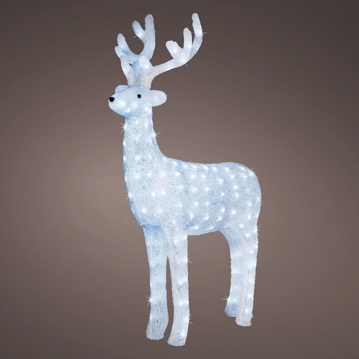 Renna natalizia colore bianco 200 lampadine bianco freddo H 128 cm ...