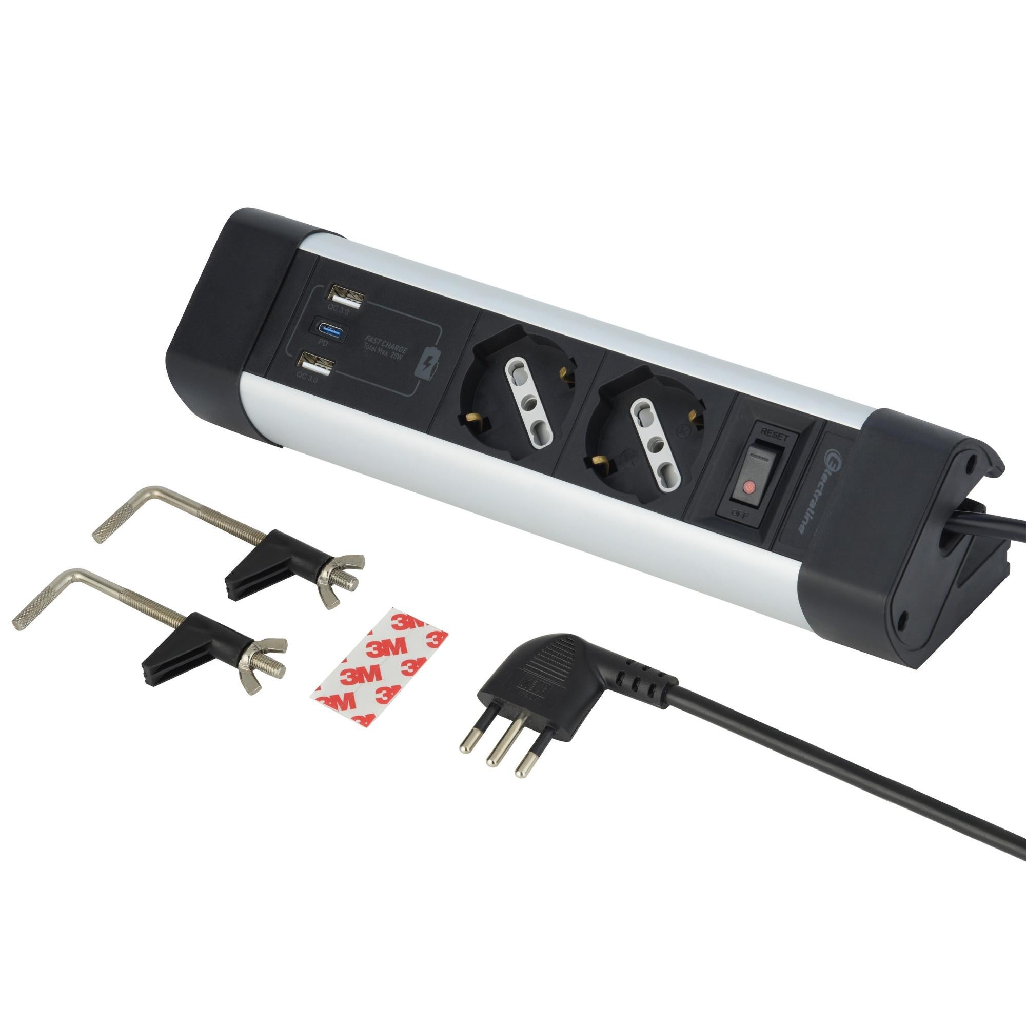 Multipresa, nero/alluminio, ELECTRALINE | Leroy Merlin