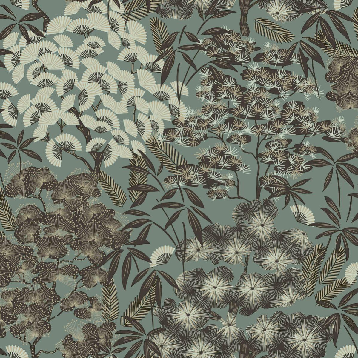 Carta da parati Japan verde salvia e nero, 53 cm x 10.5 m | Leroy Merlin