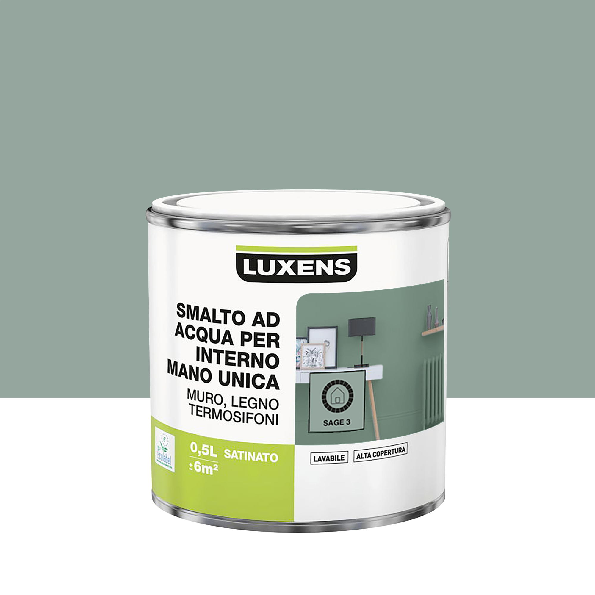 Smalto da interno, LUXENS verde sage 3 satinato, 0.5 L | Leroy Merlin