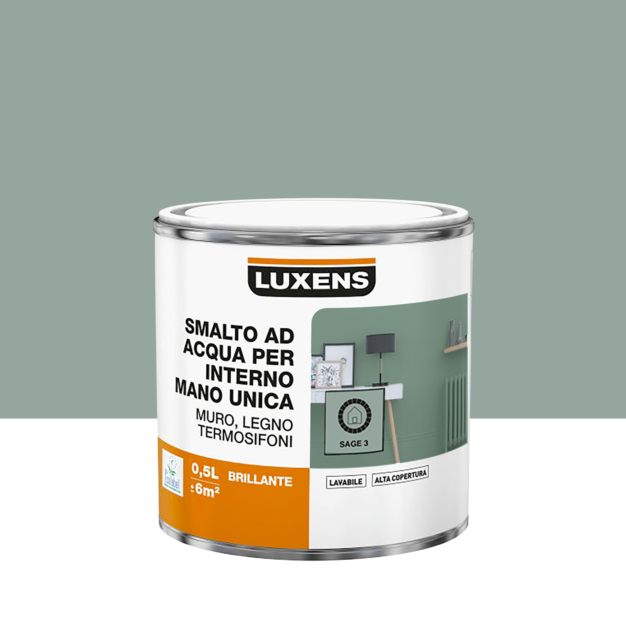 Smalto da interno, LUXENS verde sage 3 lucido, 0.5 L | Leroy Merlin