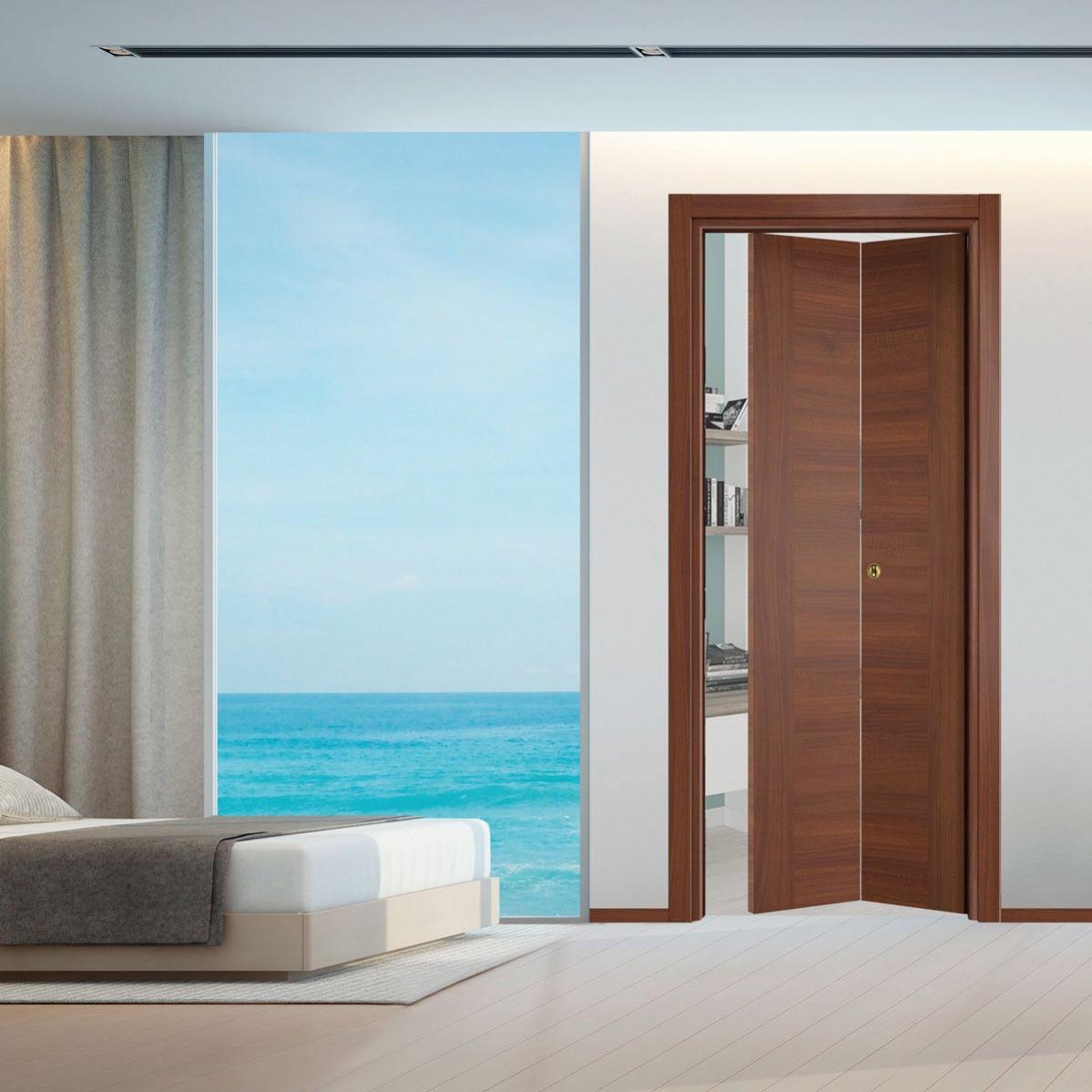 Porta pieghevole a libro simmetrica Rustic noce L 90 x H 210 cm ...