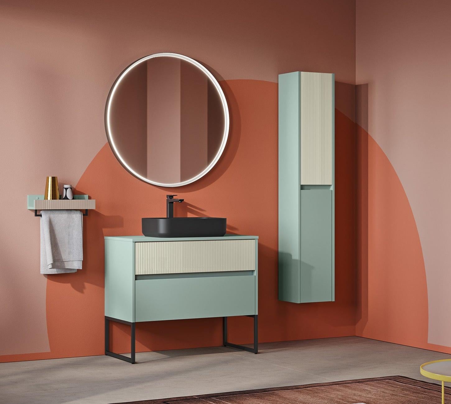 Set di mobile sottolavabo e lavabo niwa laccato opaco verde timo con ...