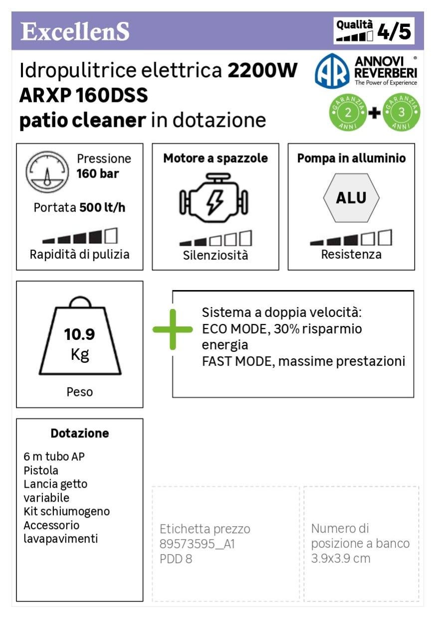 Idropulitrice elettrica ANNOVI REVERBERI ARXP 160P DSS 160 bar | Leroy Merlin