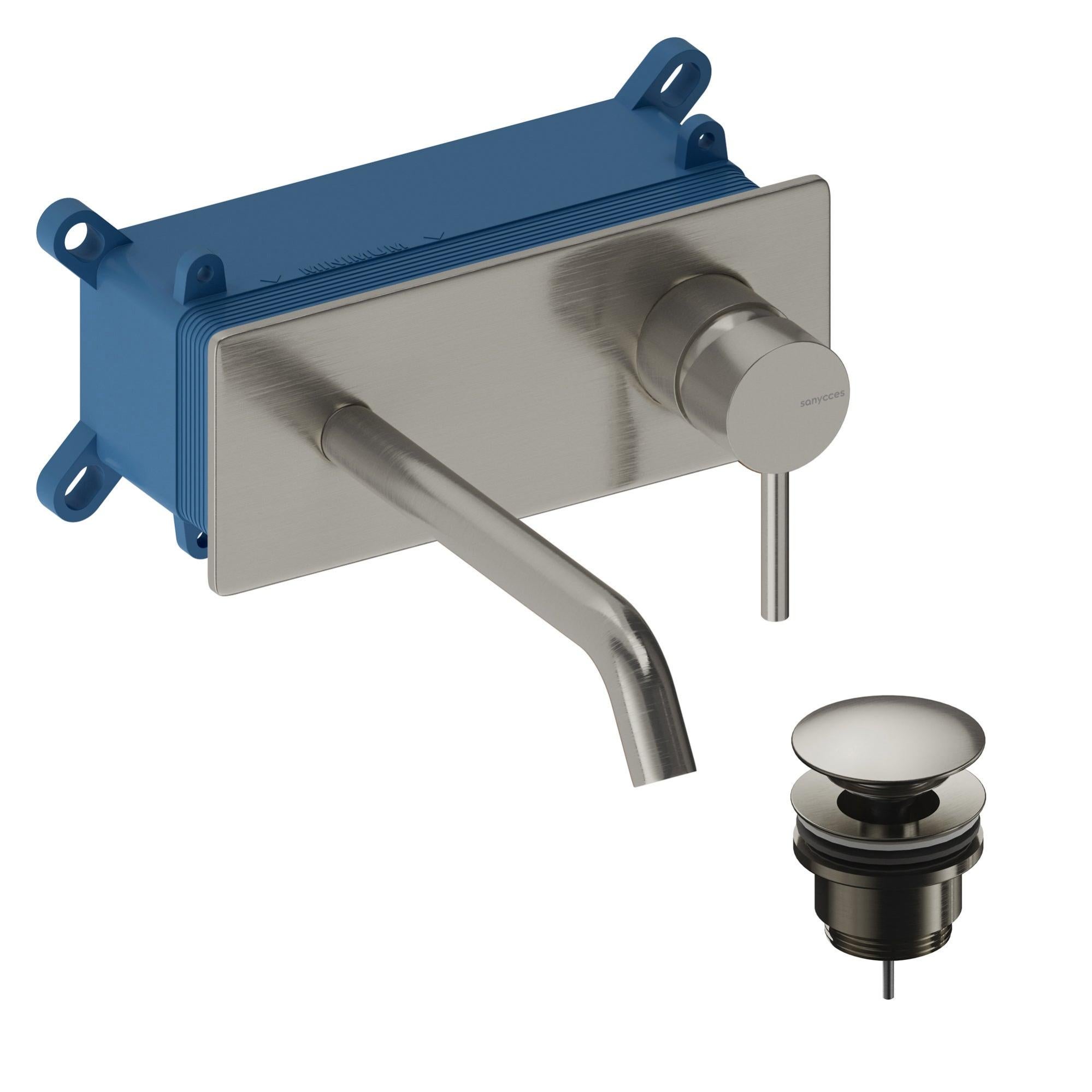 Rubinetto per lavabo LOOP MISC.LAV.PARETE 18 + PIL + PLAC NB nichel ...