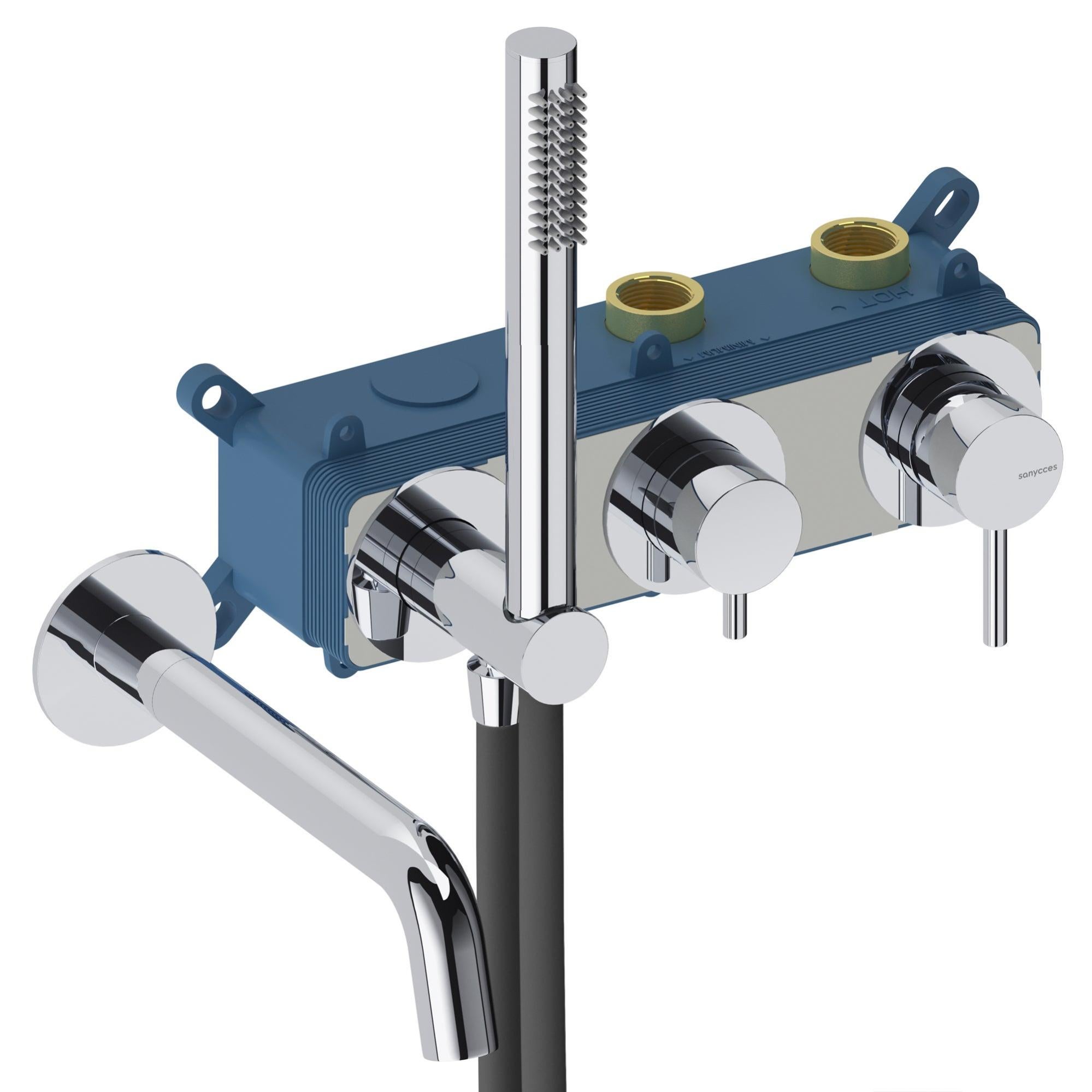 Rubinetto per vasca LOOP cromato effetto inox spazzolato | Leroy Merlin