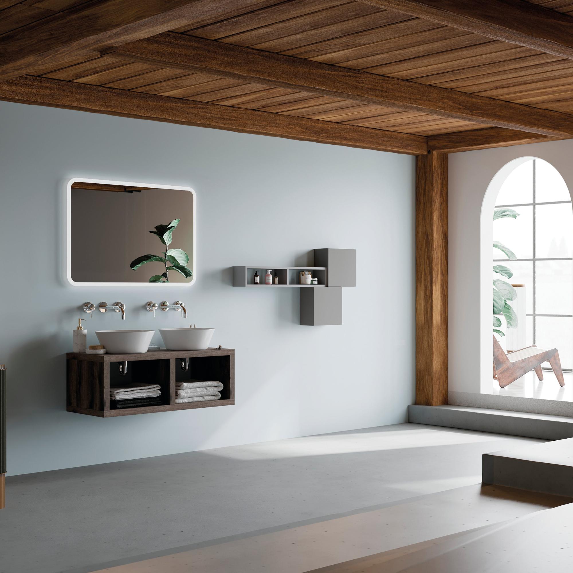 Mobile bagno Squer rovere fossile L 100 x P 46 H 30 cm | Leroy Merlin