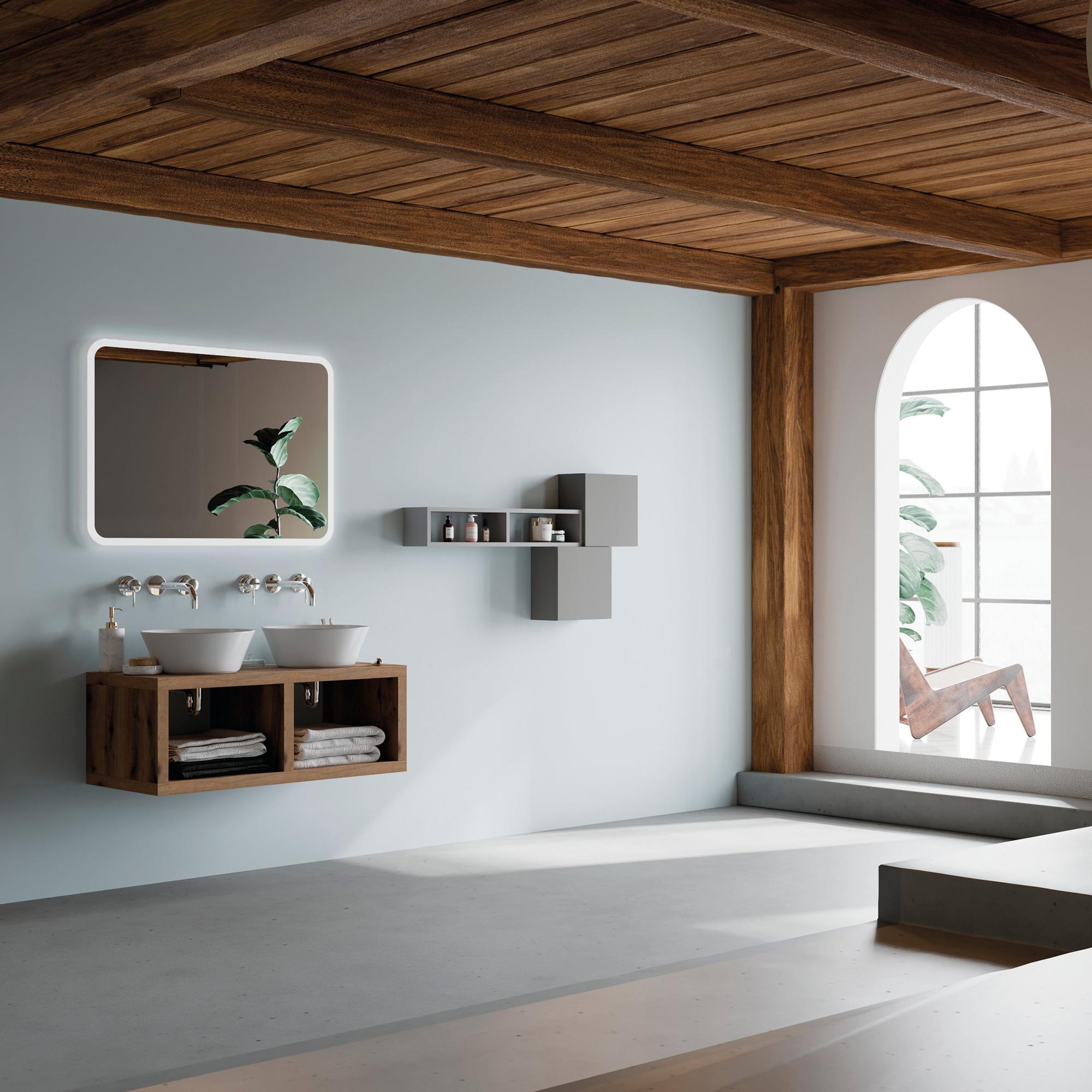 Mobile bagno Squer rovere fossile L 100 x P 46 H 30 cm | Leroy Merlin