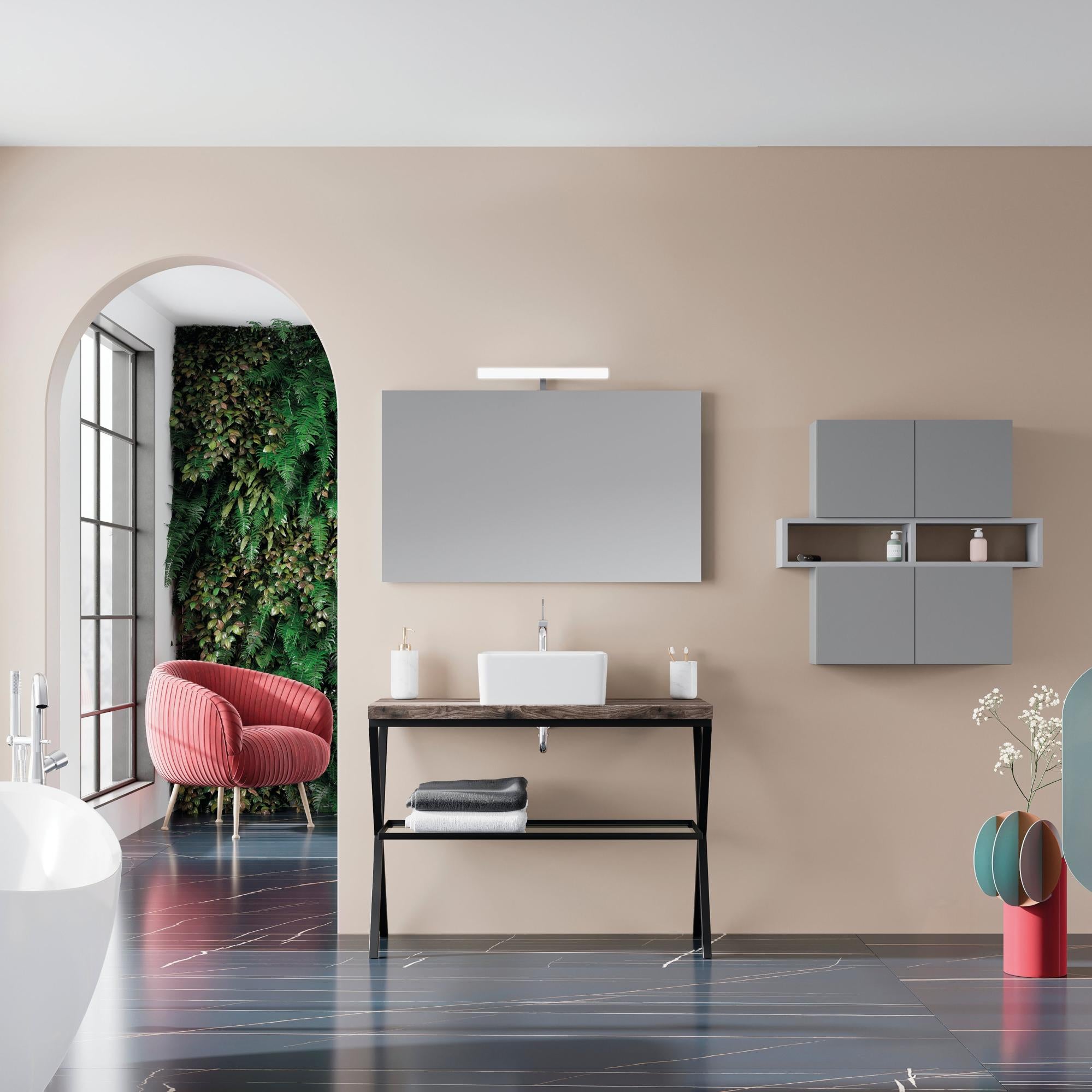 Mobile bagno Kros rovere fossile/nero L 100 x P 48 H 60 cm | Leroy Merlin
