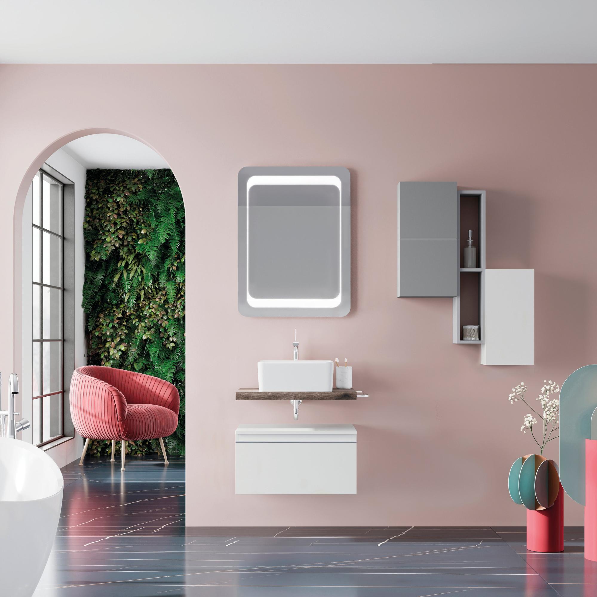 Mobile bagno Ofset top-rovere fossile ; cassetto-bianco opaco L 60 x P ...