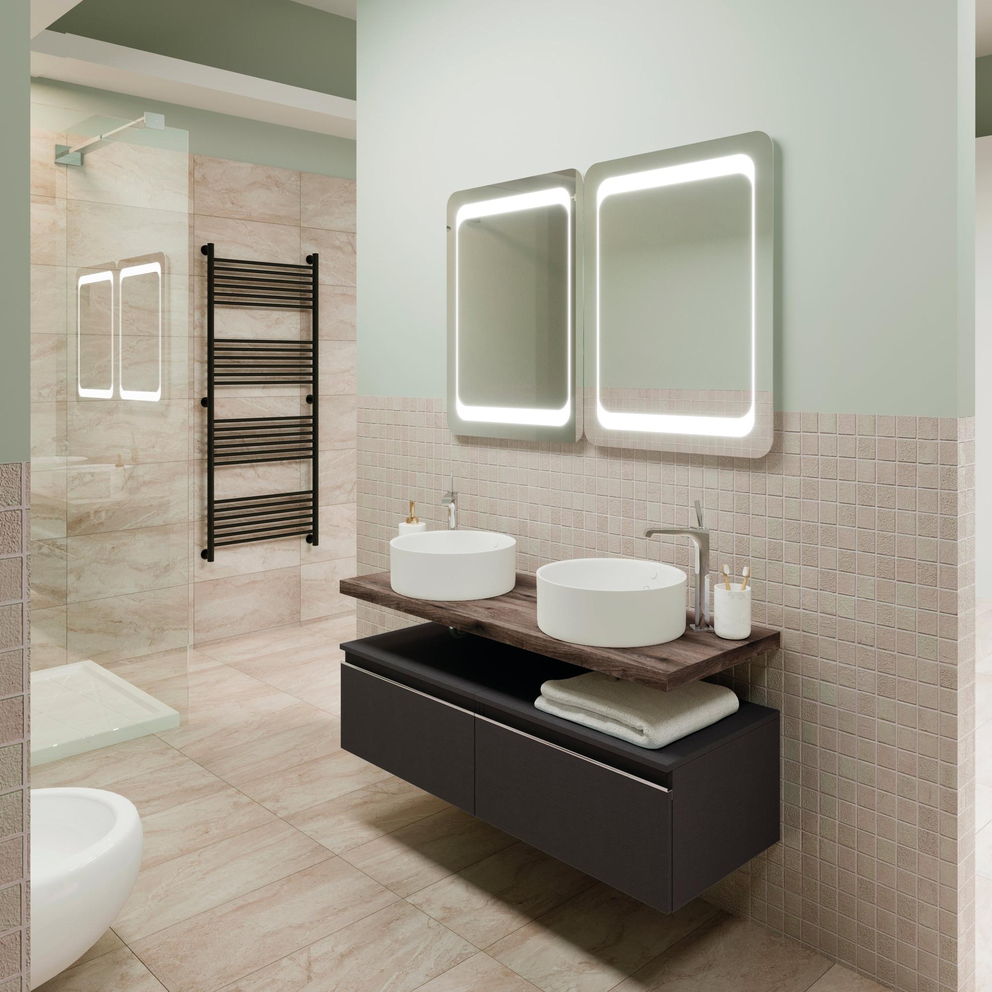 Mobile bagno Ofset top-rovere fossile ; cassetti-lino opaco L 60 x P 48 ...