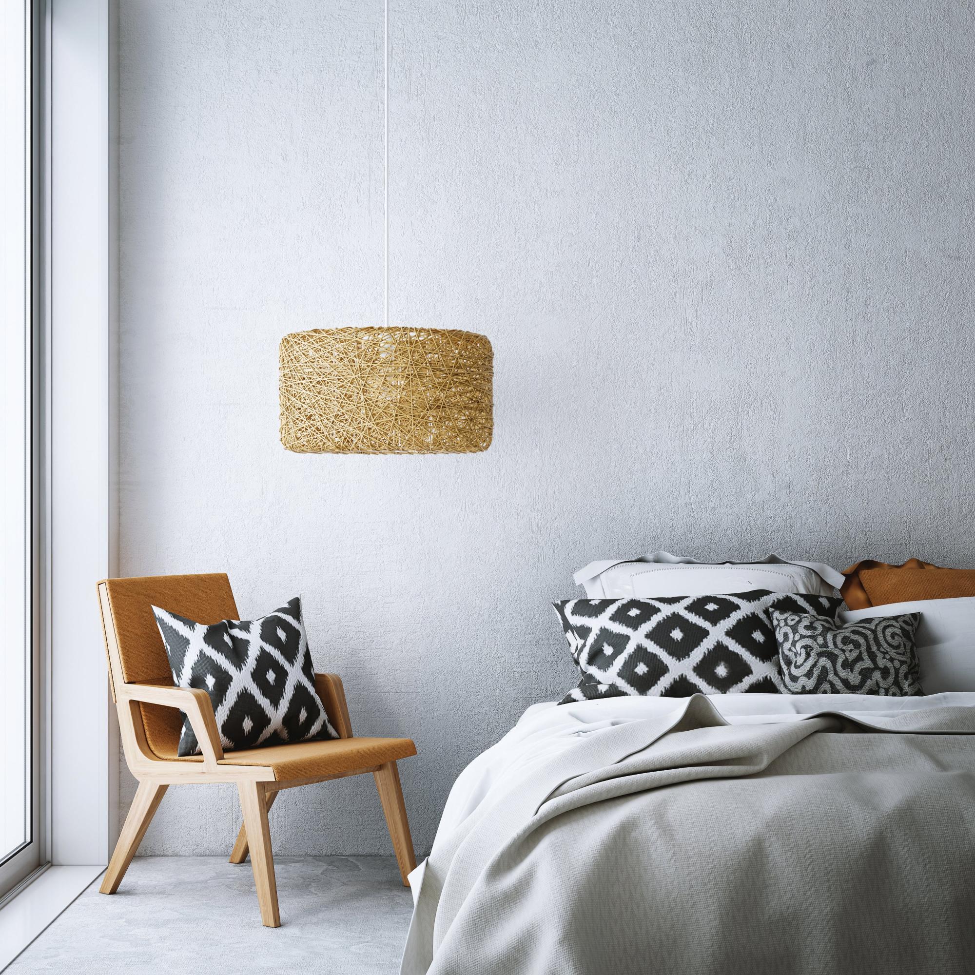 Lampadario Natura Niut beige in carta, D. 40.0 cm, L. 40 cm, INSPIRE ...