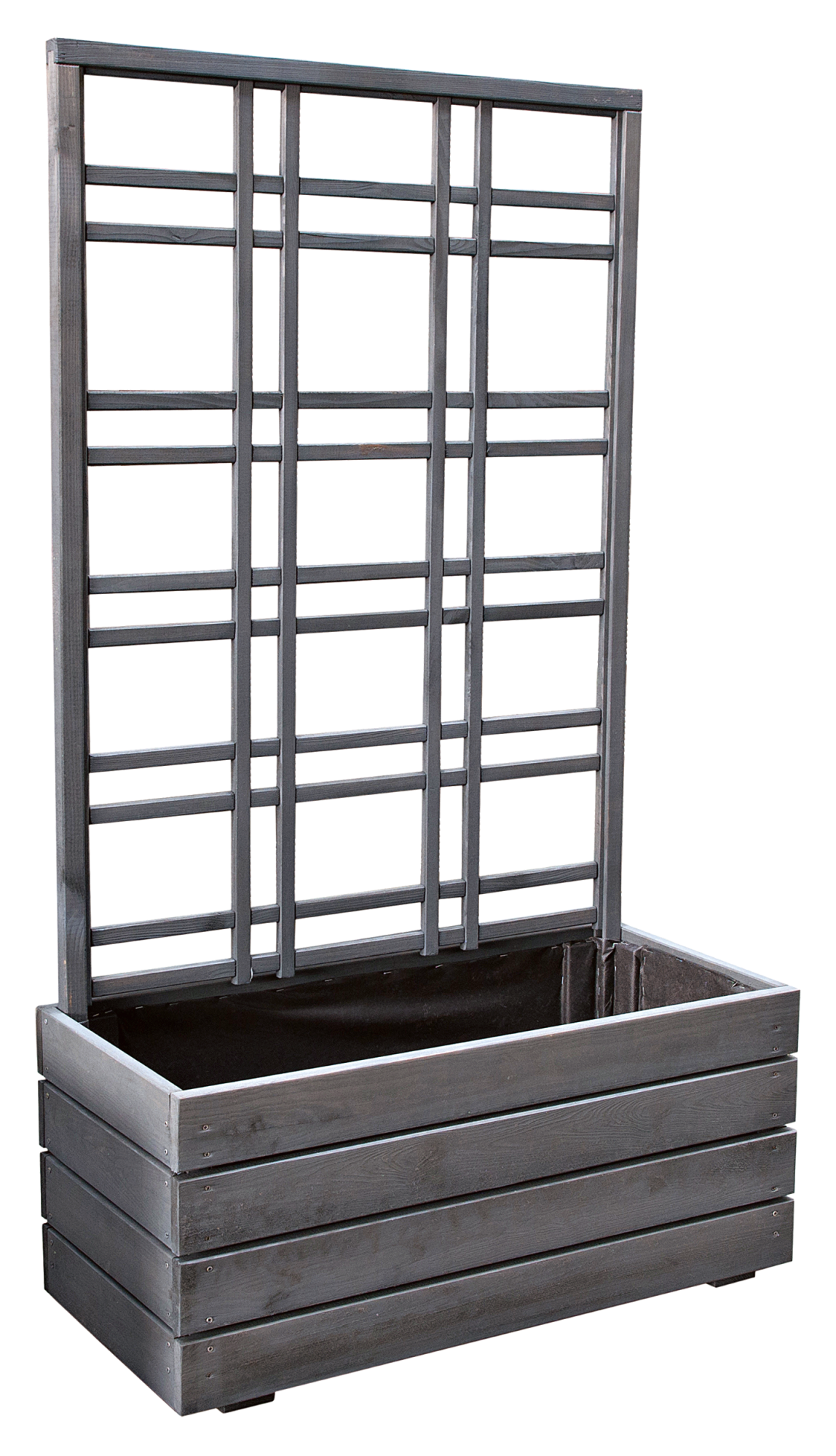 Donica ogrodowa 88 x 40 x 153 cm drewniana z kratką szara LAWA STELMET ...