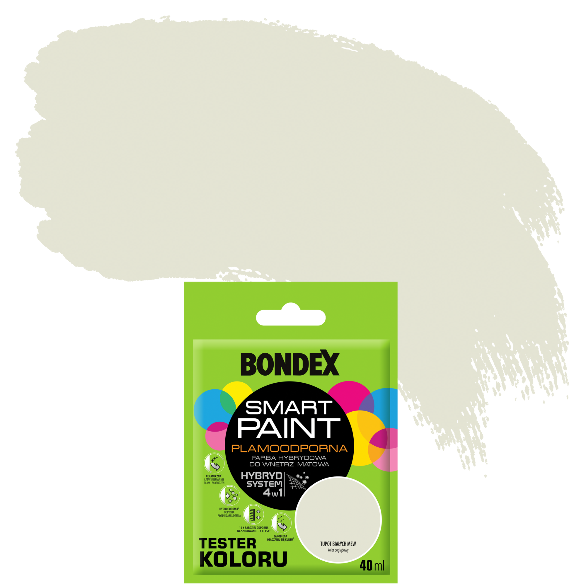 Tester farby SMART PAINT 40 ml Tupot białych mew BONDEX - Leroy Merlin