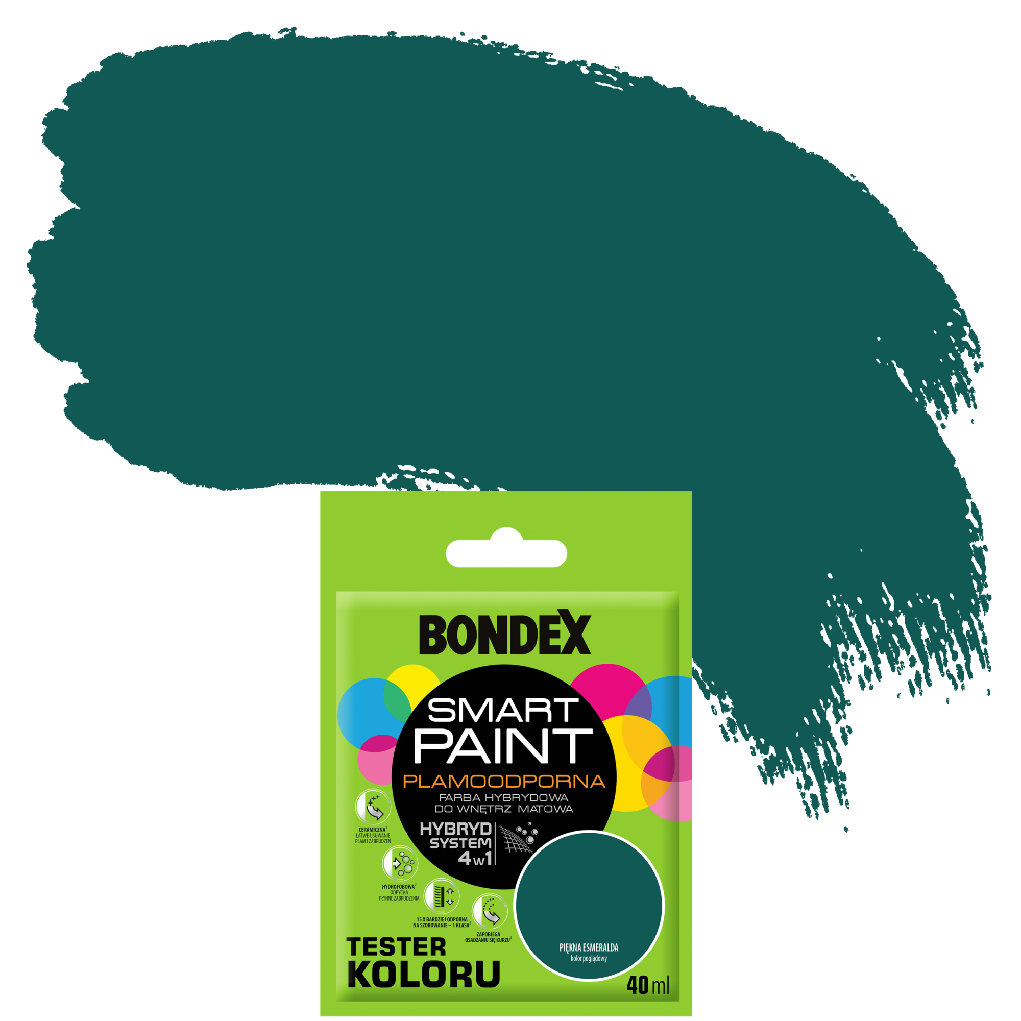 Tester farby Bondex Smart Paint Piękna esmeralda 40 ml - Leroy Merlin
