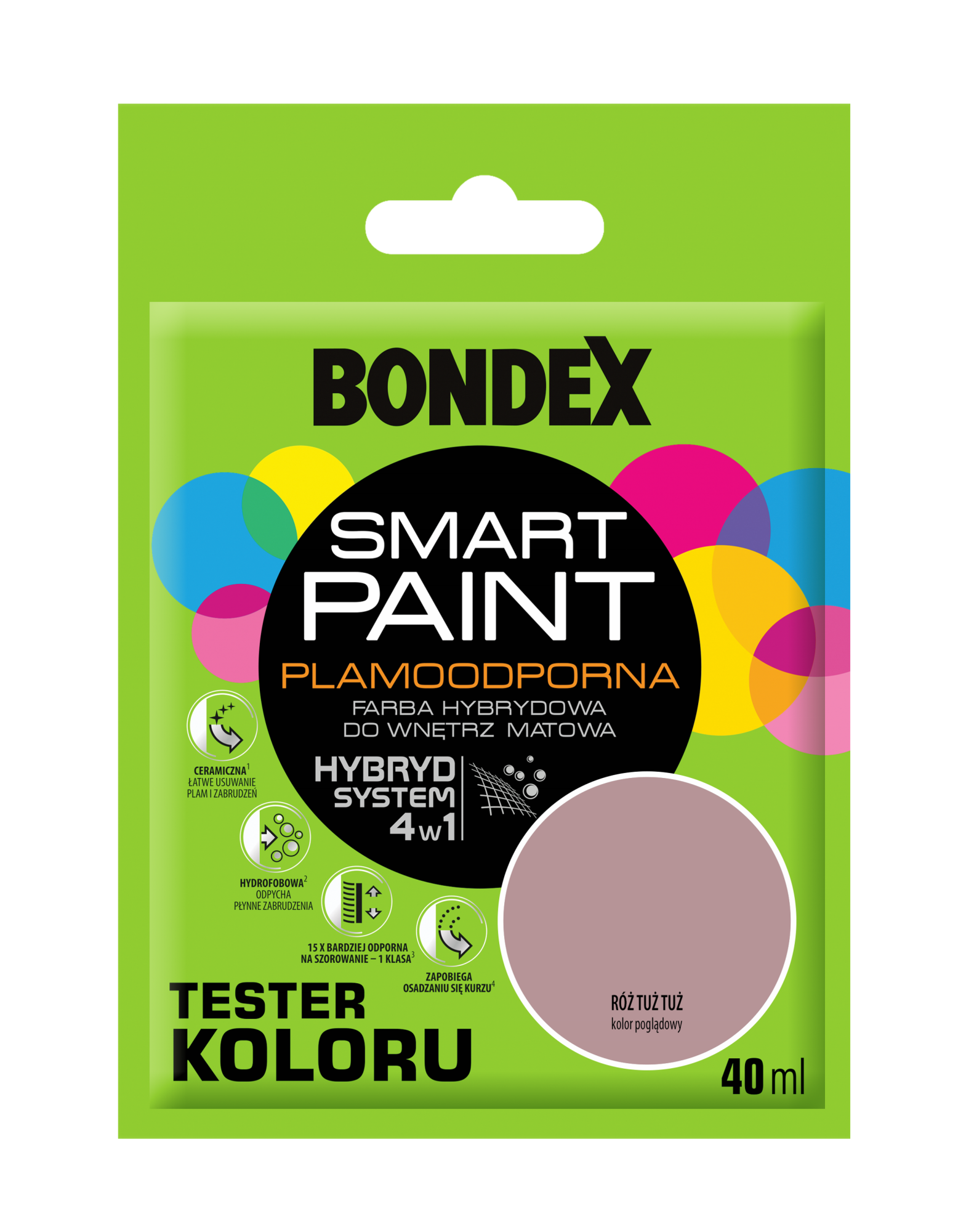 Tester farby Bondex Smart Paint Róż tuż tuż 40 ml - Leroy Merlin