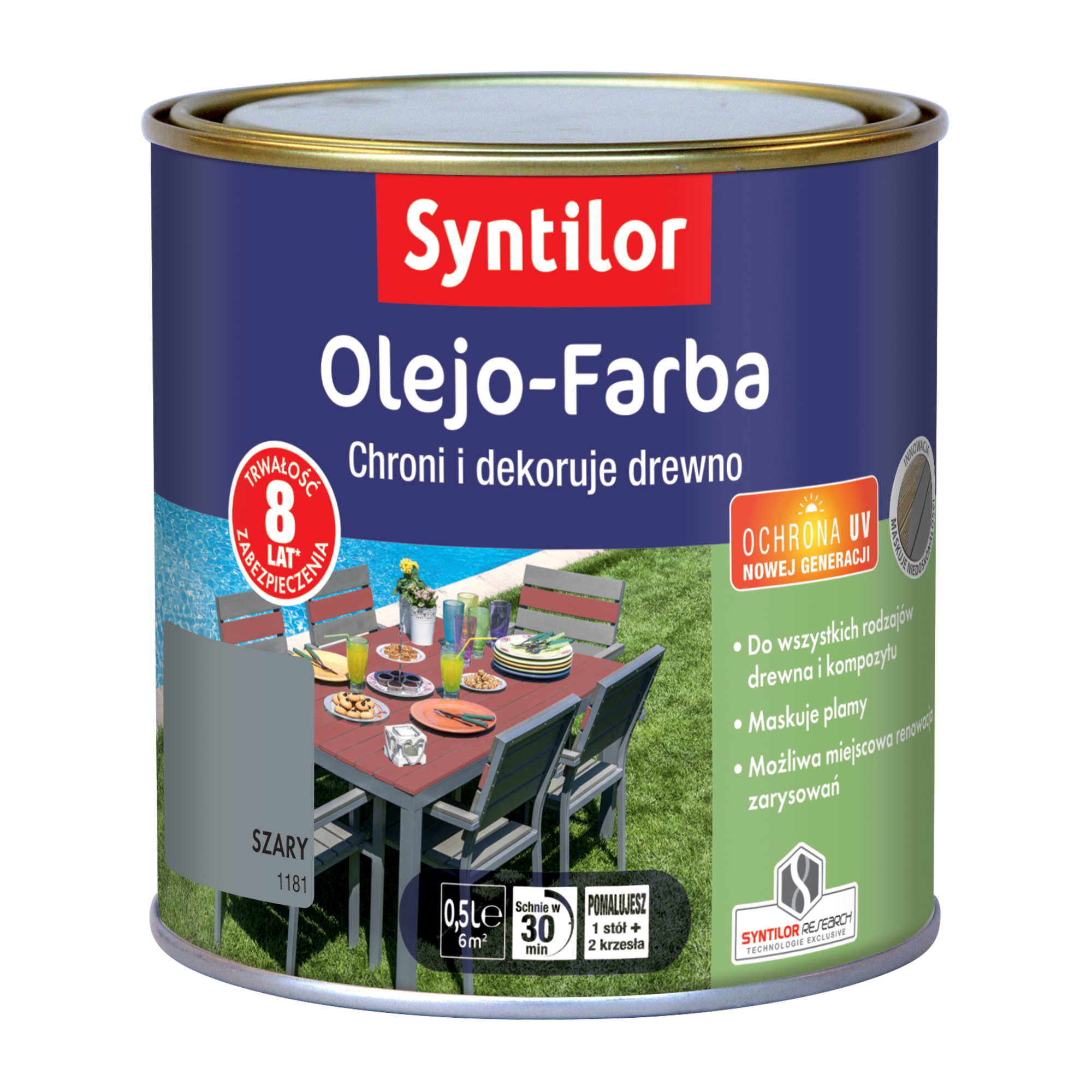 Olejo-Farba do mebli ogrodowych 0.5 l Szara SYNTILOR - Leroy Merlin