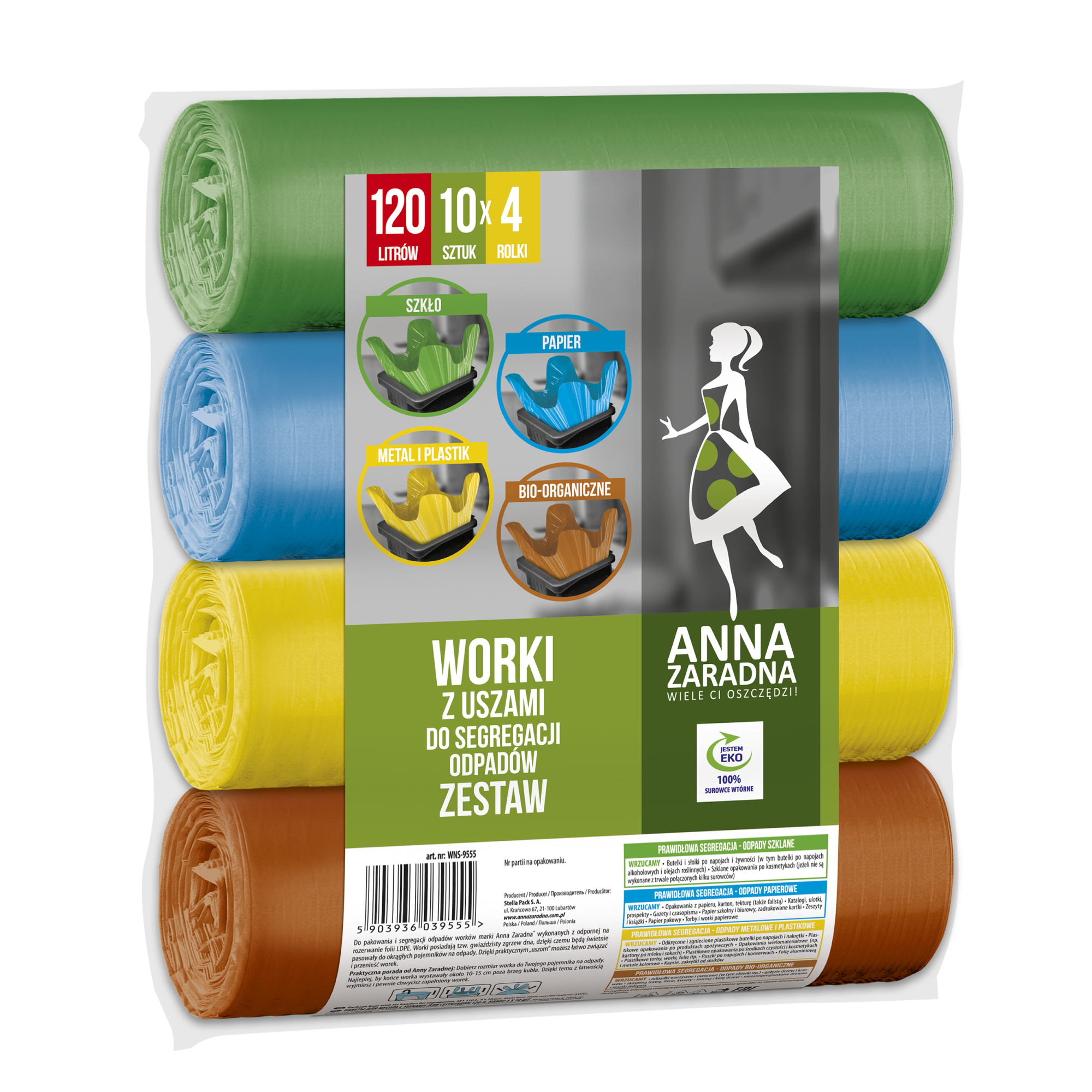 Worki na śmieci 120 l zestaw 4 x 10 szt. Stella - Leroy Merlin