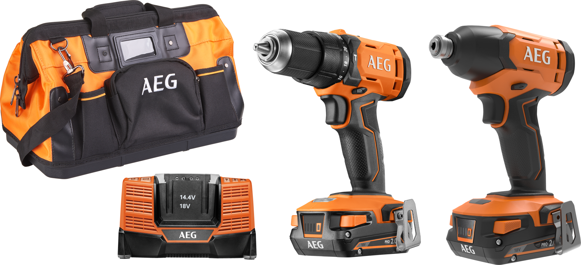 Zestaw bezprzewodowych urządzeń wiertarko-wkrętarka i zakrętarka CK18-AC-2BR-202C AEG - Leroy Merlin