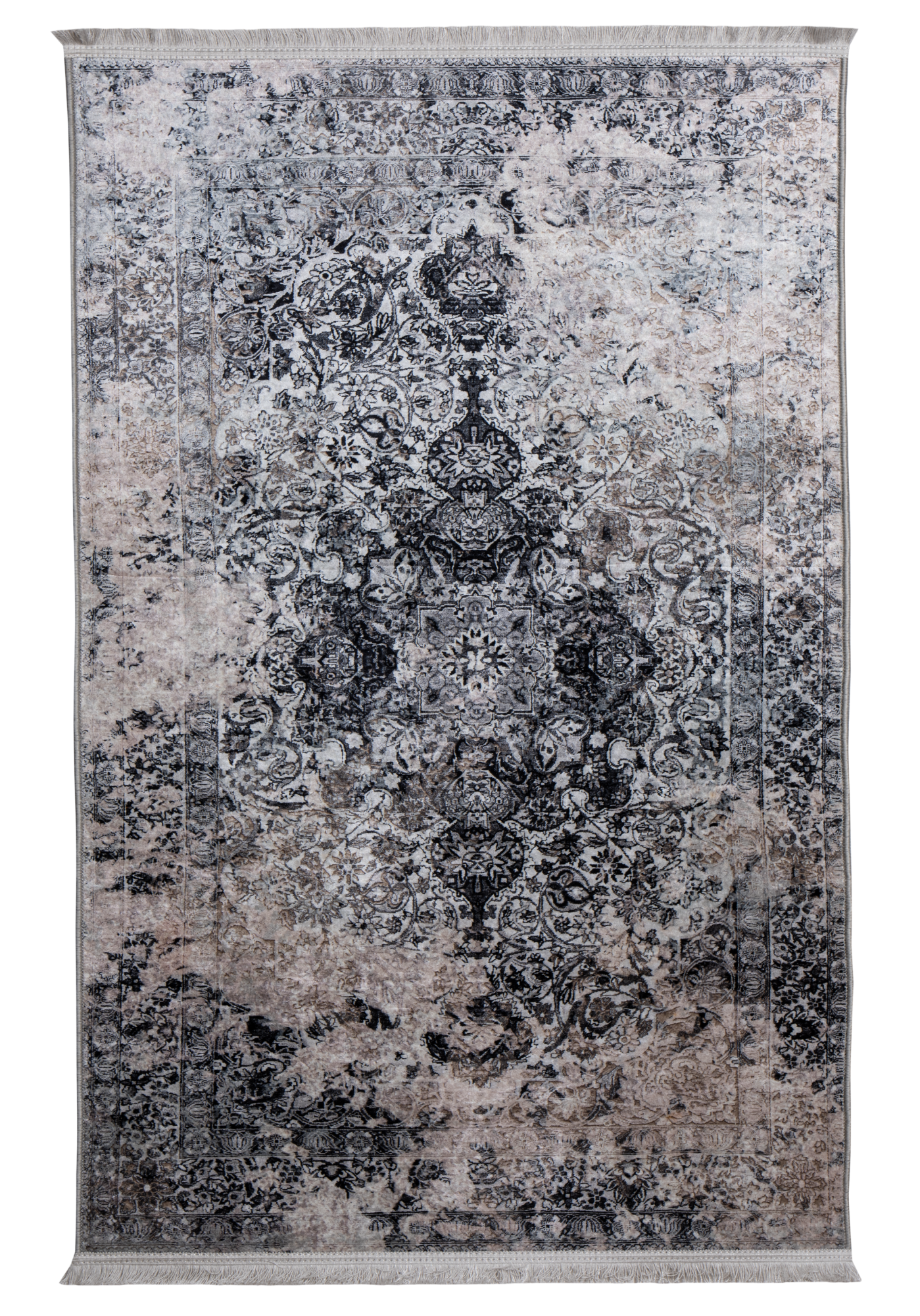 Dywan z frędzlami Fras przecierany szary 160 x 230 cm - Leroy Merlin