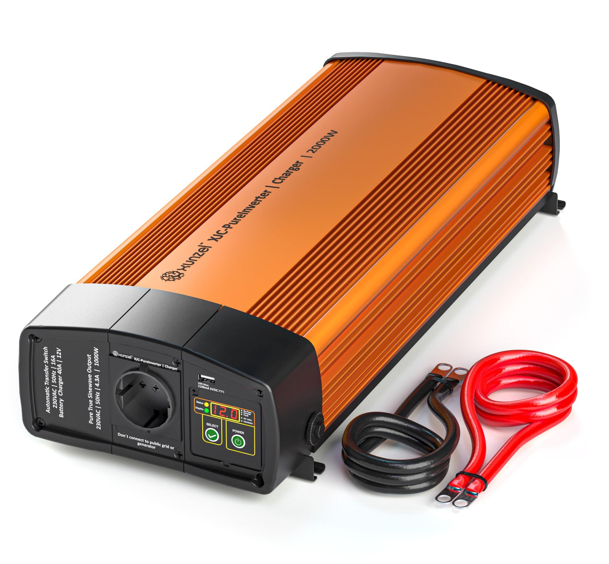 Inversor-Carregador de Onda Senoidal Pura XJC-XUNZEL-2000W-12V cabos incluídos | Leroy Merlin