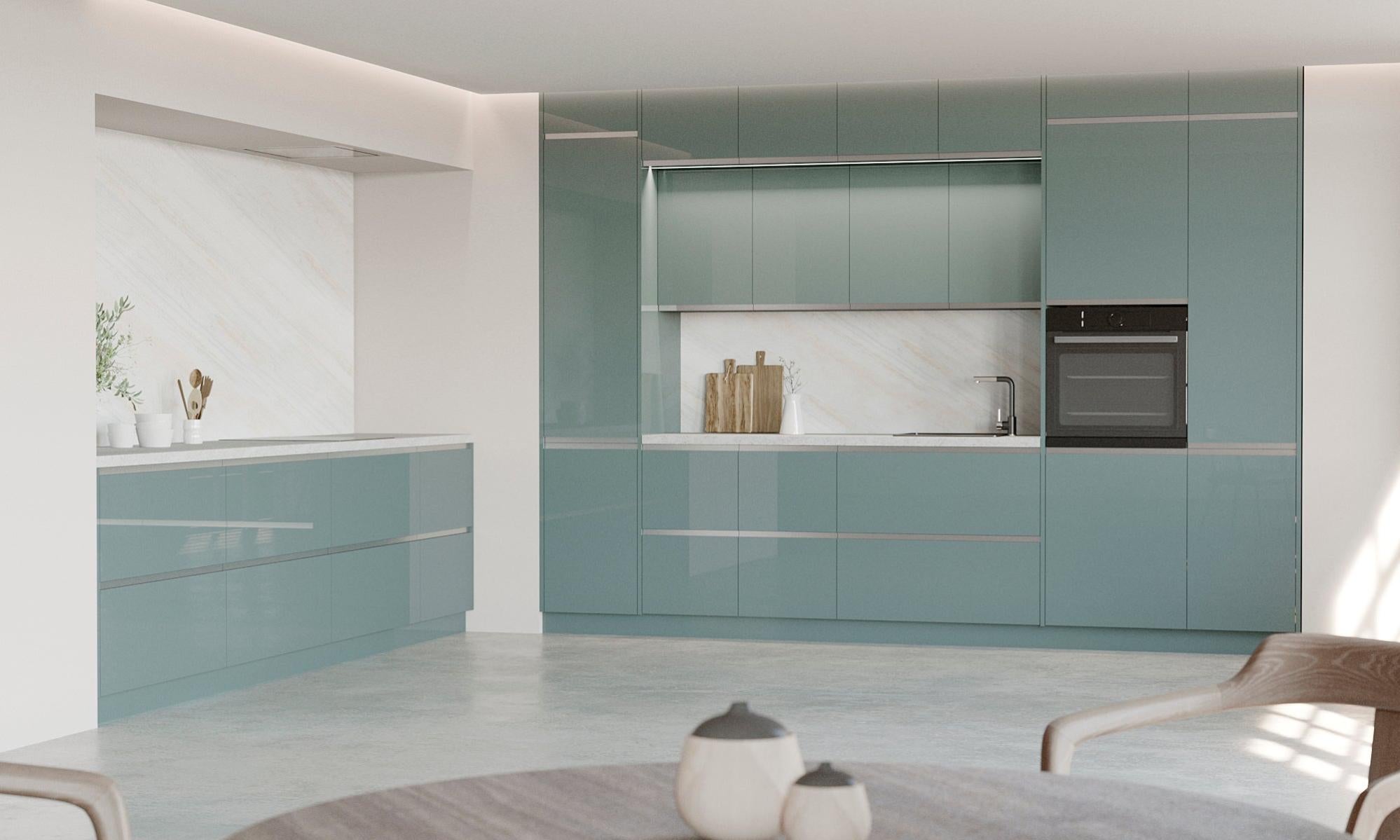 Porta de cozinha Delinia Mikonos 45X103 cm aquamarine brilho esquerda ...