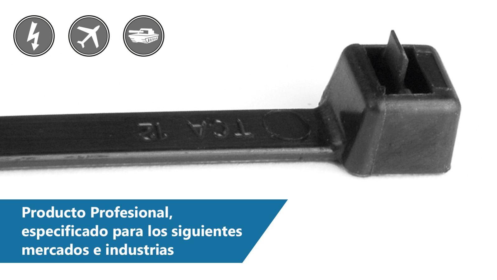 Bridas HellermannTyton de Poliamida 6.6 Alta temperatura (PA66HS) 4,7x195 mm Color Negro Bolsa ...