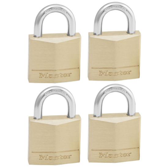 Master Lock 130EURD Confezione da 4 Lucchetti con Chiavi in Ottone, Oro, 4.9 x 3 x 1.2 cm ...