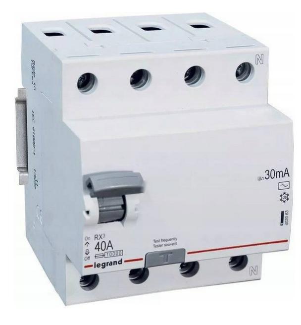 Disjoncteur à courant résiduel Legrand 4P 40A 0,03A, type AC P304 RX3 ...