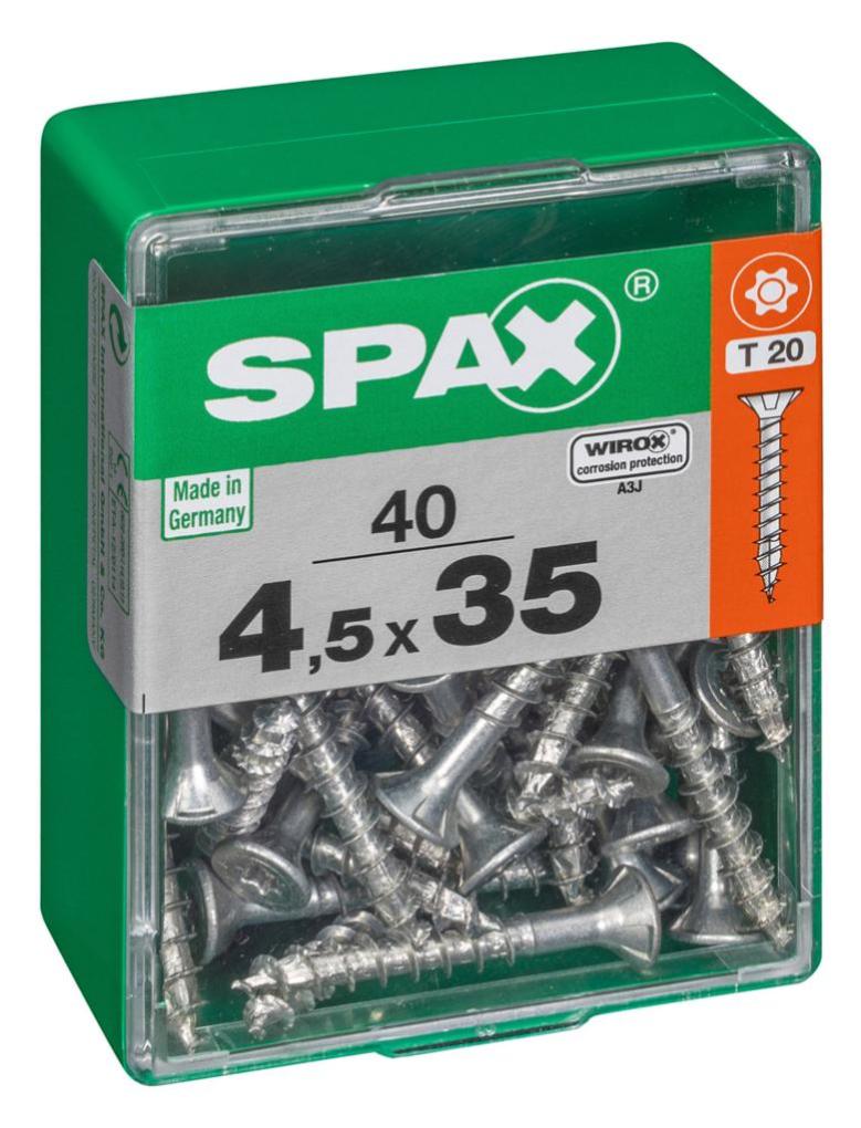 Lot de 40 vis acier tête autofraisée plate SPAX, Diam.4.5 mm x L.35 mm ...