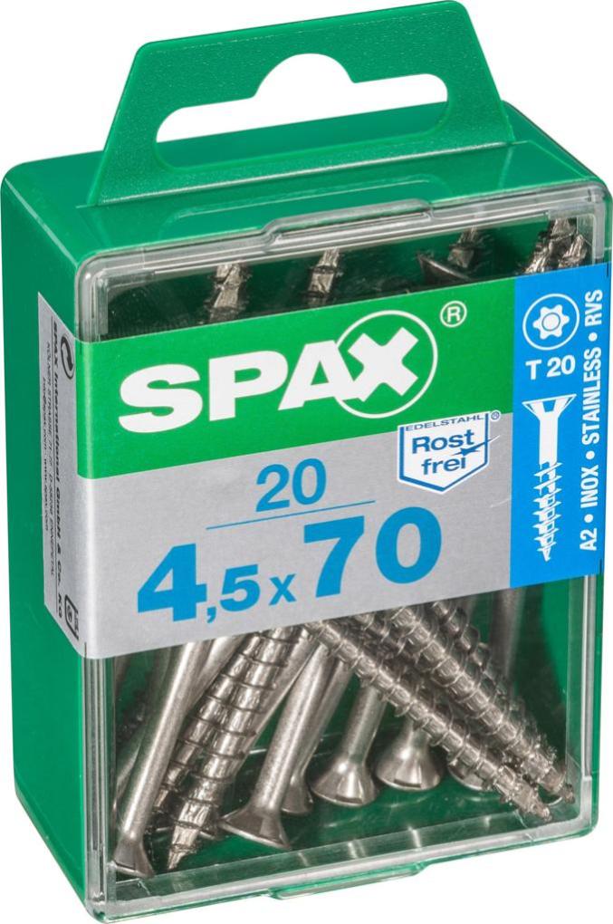 Set di 20 viti SPAX torx a testa svasata in acciaio inox, Diam.4,5 mm x ...