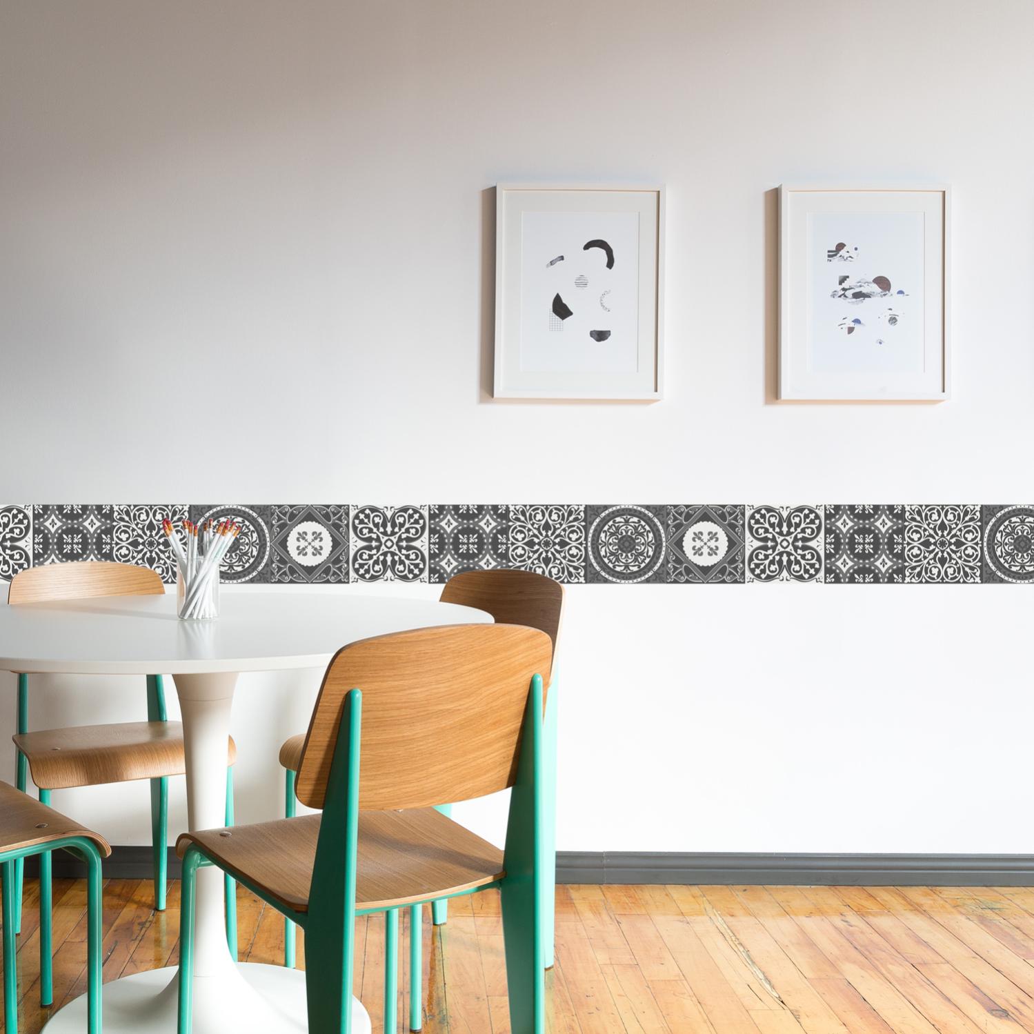 Bordo per carta da parati adesivo, tessere di stile in stile grigio ...