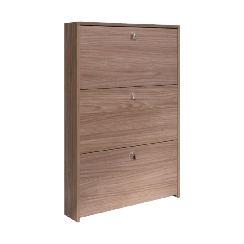 Scarpiera slim in legno tre ribalte Noce 67x15x h100 cm | Leroy Merlin
