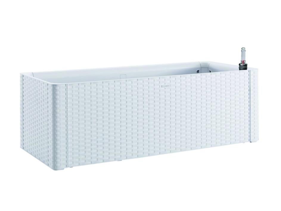 Bac à fleurs à réserve d'eau Natural Deluxe blanc 100 x 43 x 33 cm ...