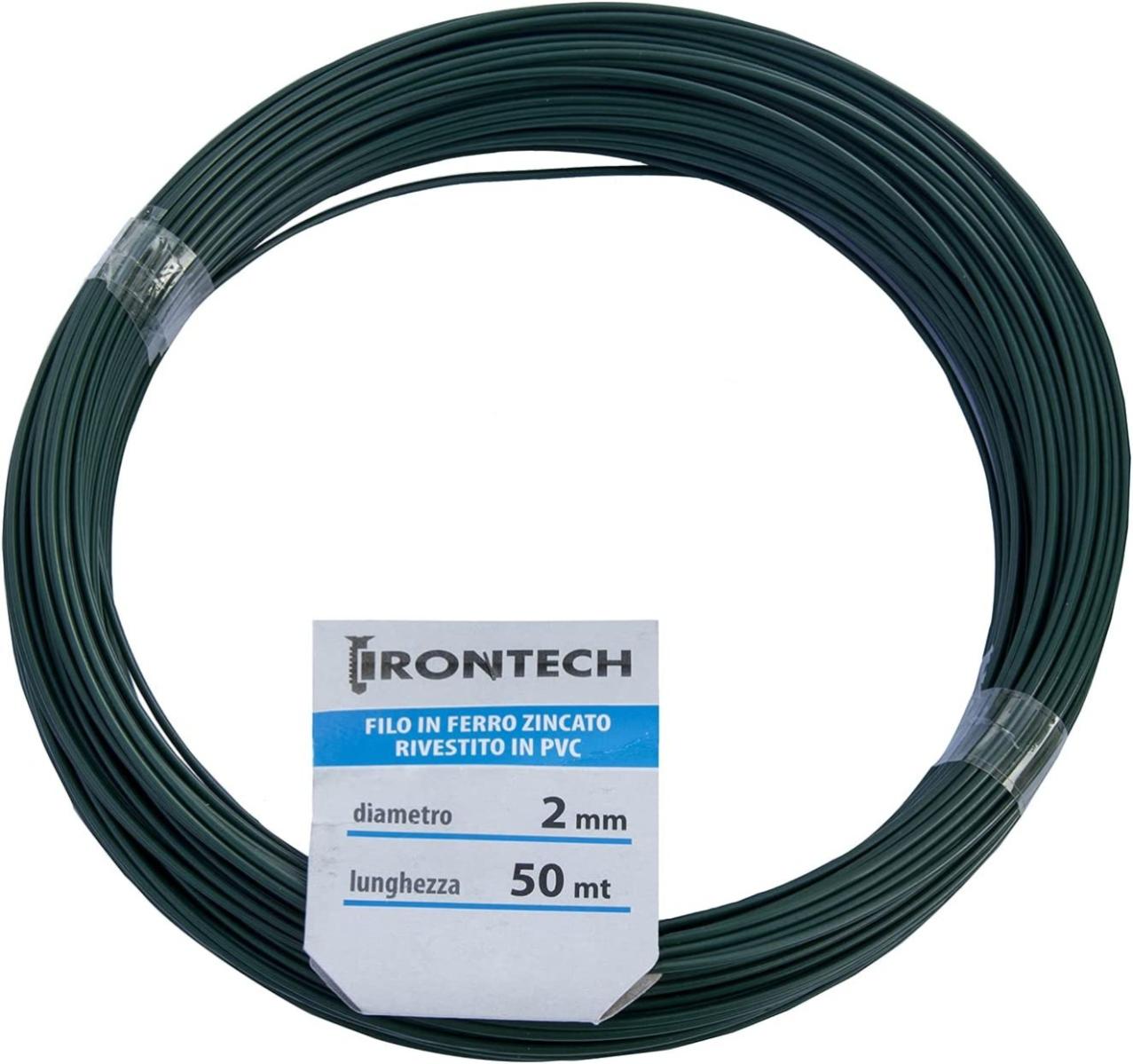IRONTECH - FILO DI FERRO ZINCATO REVESTITO IN PVC D. 2MM LUNGHEZZA 50 ...
