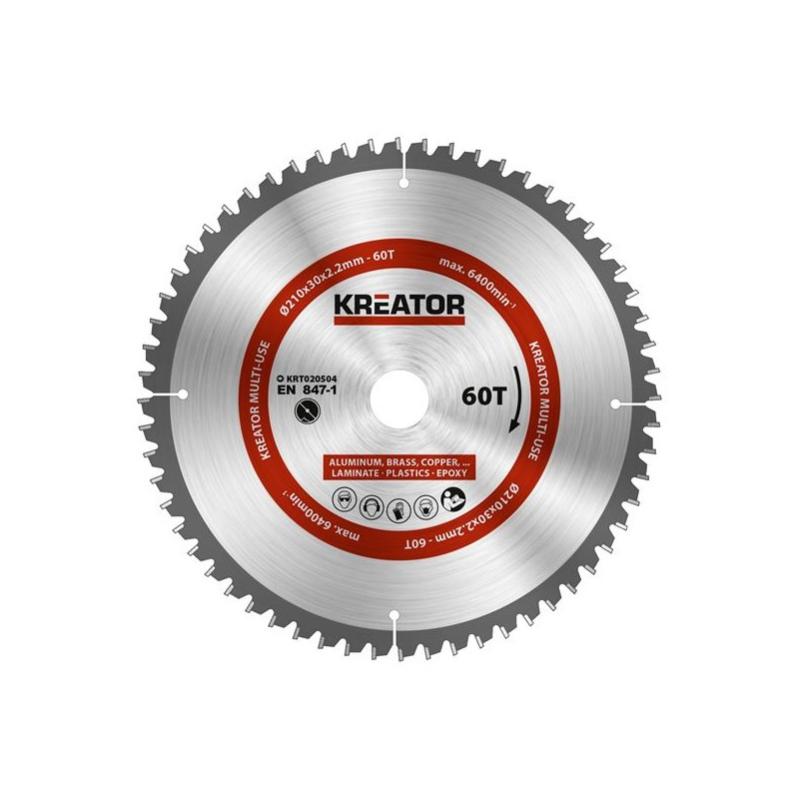 Kreator KRT020504 Disco de sierra circular multiusos 210mm 60 dientes ...