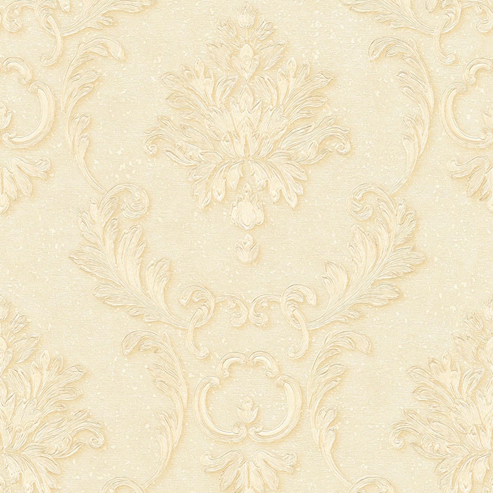 Carta da parati barocca Carta da parati damascata beige con motivo ...
