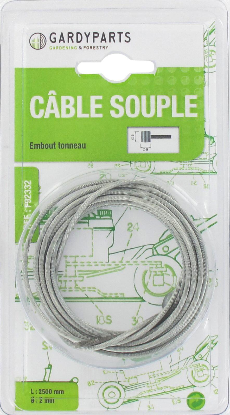 Cable universal flexible de 19 hilos con extremo cilíndrico. L total ...