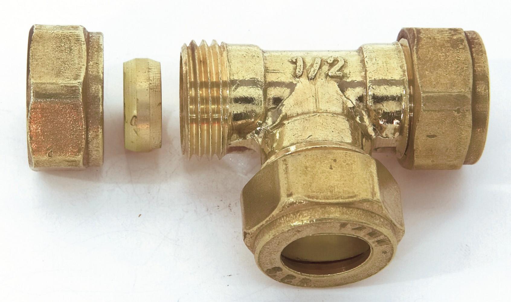 Raccordo biconico a T uguale D.18 in ottone per tubo rame | Leroy Merlin