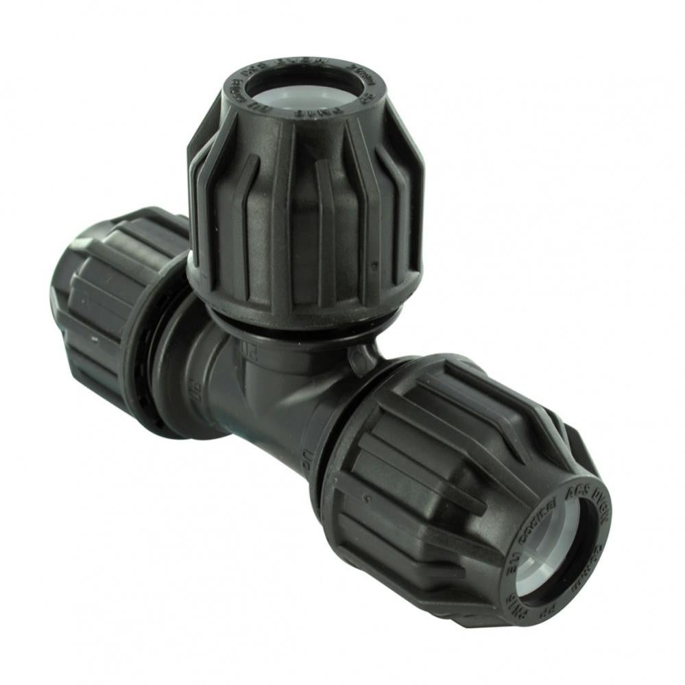 Racor en T de compresión de plástico D.25 para tubo de polietileno ...