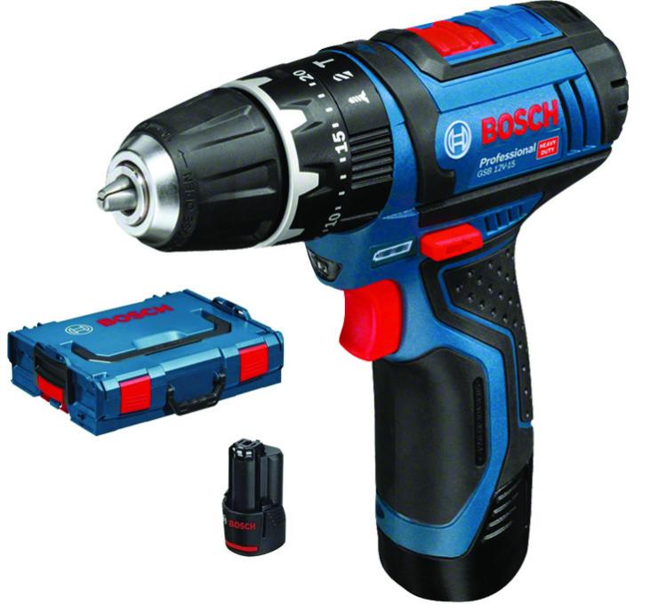 Trapano avvitatore percuss. 2 batt. litio 12v mand. mm.10 (gsb 12v-15 ...