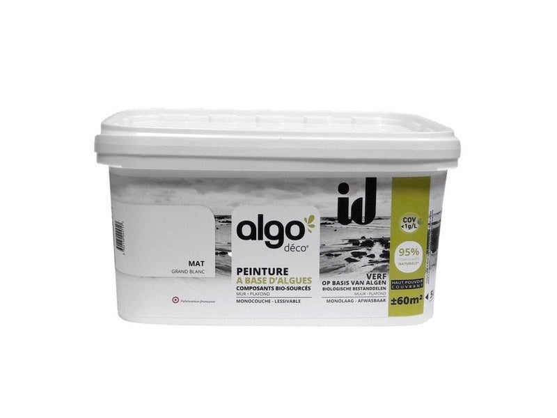 Pittura parete/soffitto ID Algo bianco opaco, 5 l | Leroy Merlin
