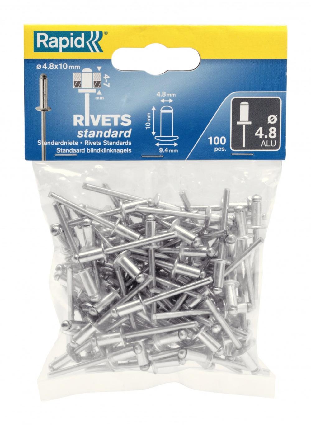 Set di 100 rivetti in alluminio Diam.4,8 x H.10 mm RAPID | Leroy Merlin