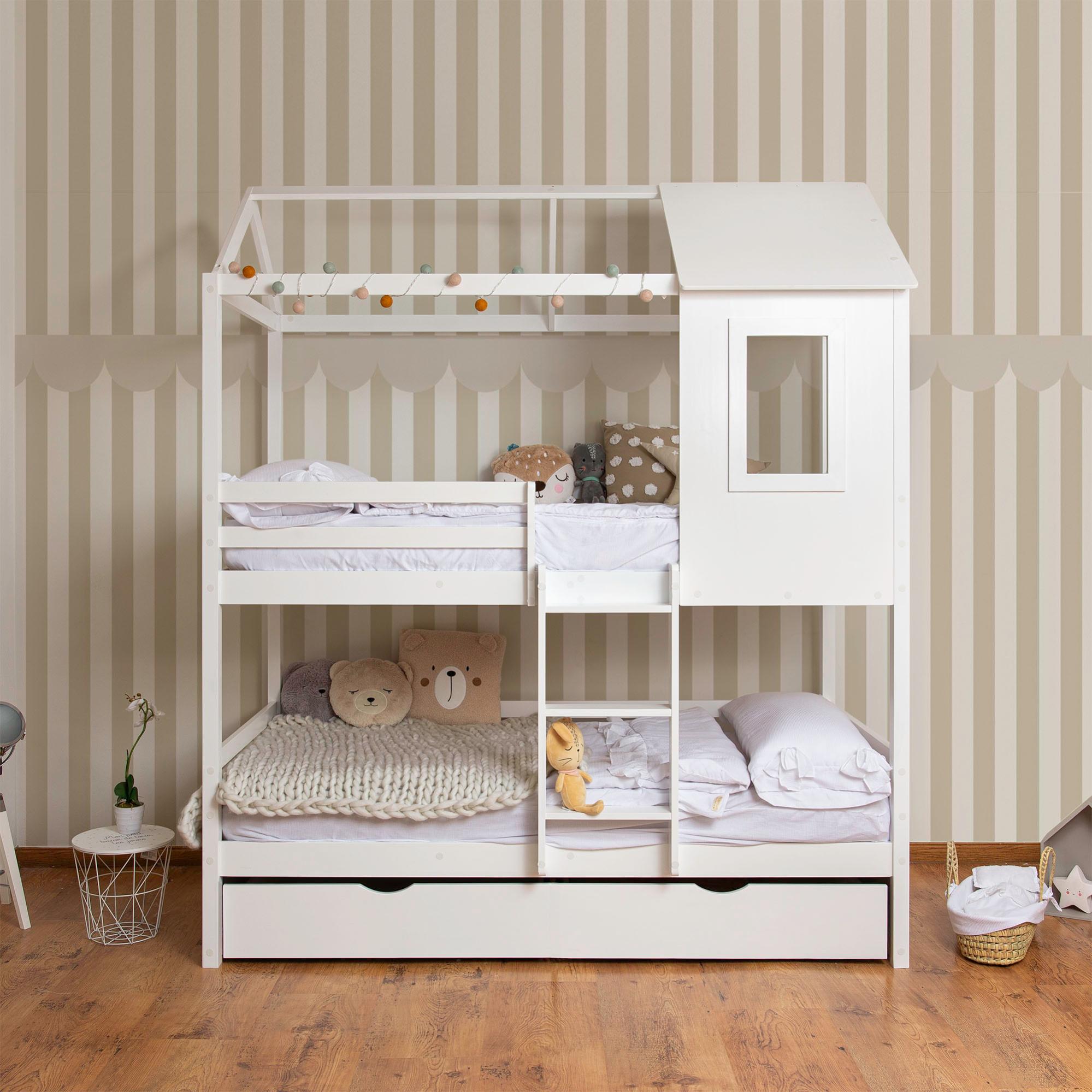 Litera Infantil Casita blanca 90x190/90x190cm - LA LITERA + LA CAMA DE ...